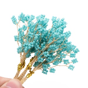 10pcs Beaded Leaf Sprigs on Gold Wire, Flower Tassel Hair Accessories ...