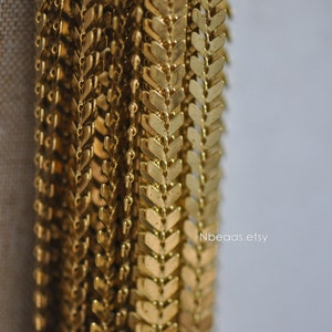 Unplated Raw Brass Designer Arrow Chain 6.5mm, Flat Chevron Chain ...