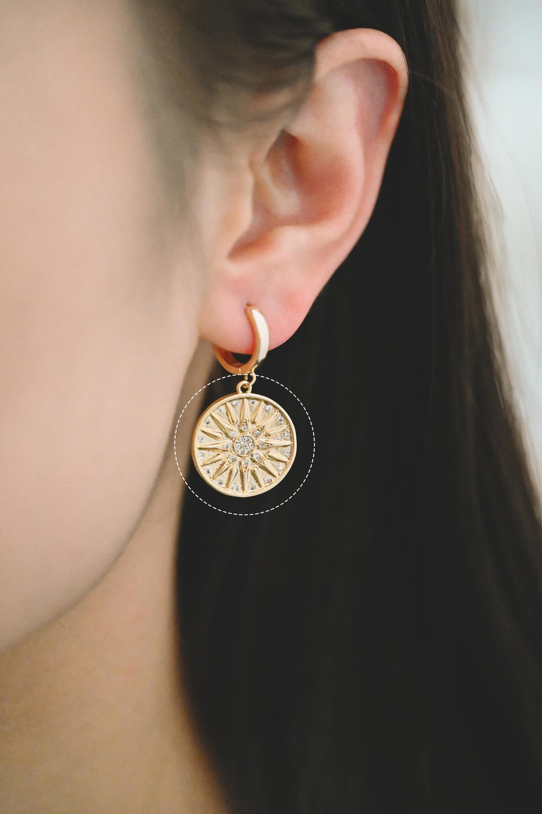 4pcs Gold Sun Disk Charms 20x18mm, 18K Gold Plated Brass, CZ Pave Sun ...