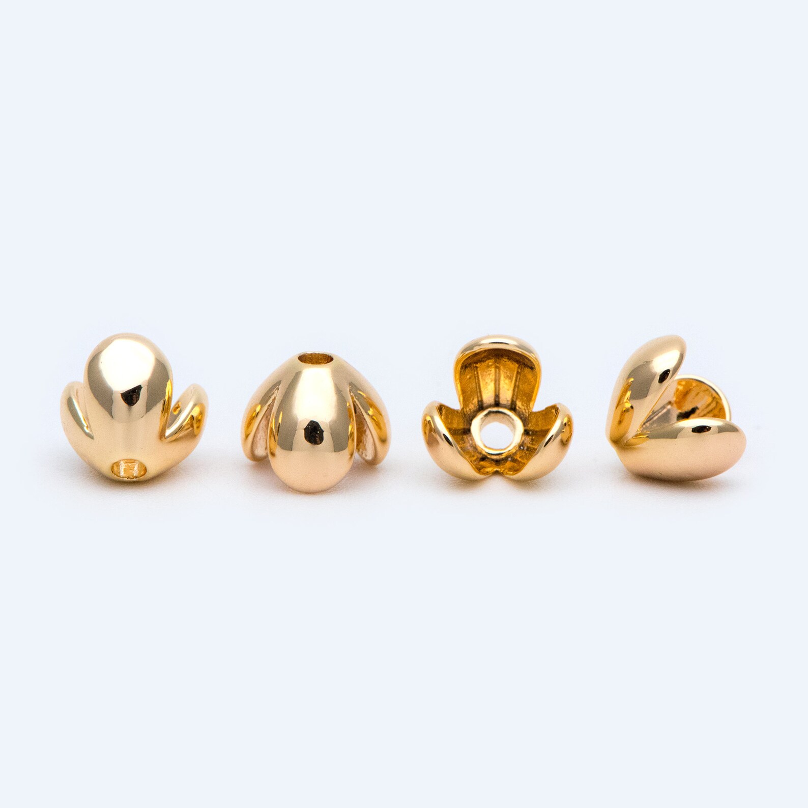 10pcs Flower Bead Caps 7.3mm, Real Gold Plated Brass, Floral Spacer ...