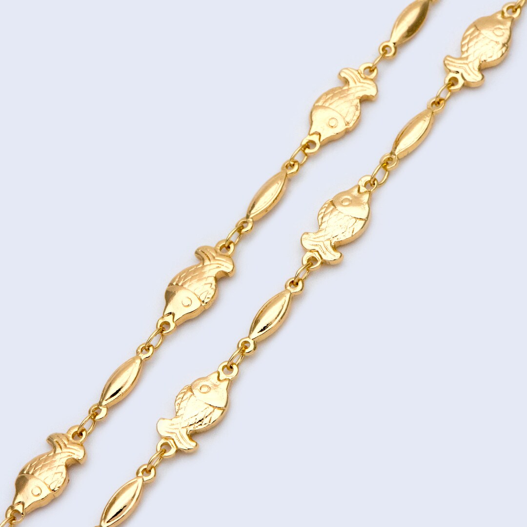 Gold Plated Brass Fish Chain,wholesale Craft Supplies, Jewelry Supplie ...