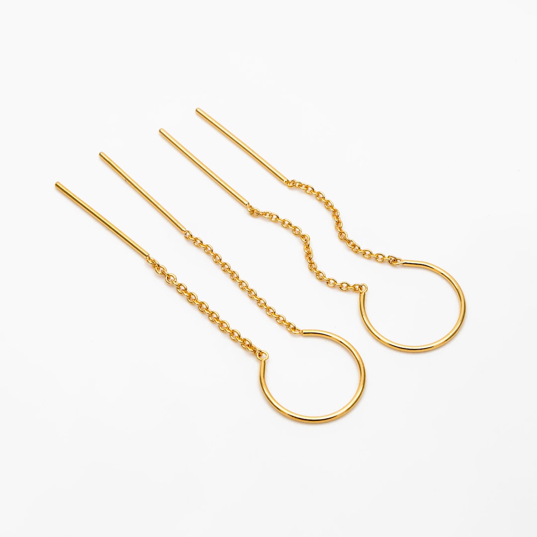 10pcs Gold/ Silver Threader Earrings, 1mm Cable Chain Earwire Thread ...