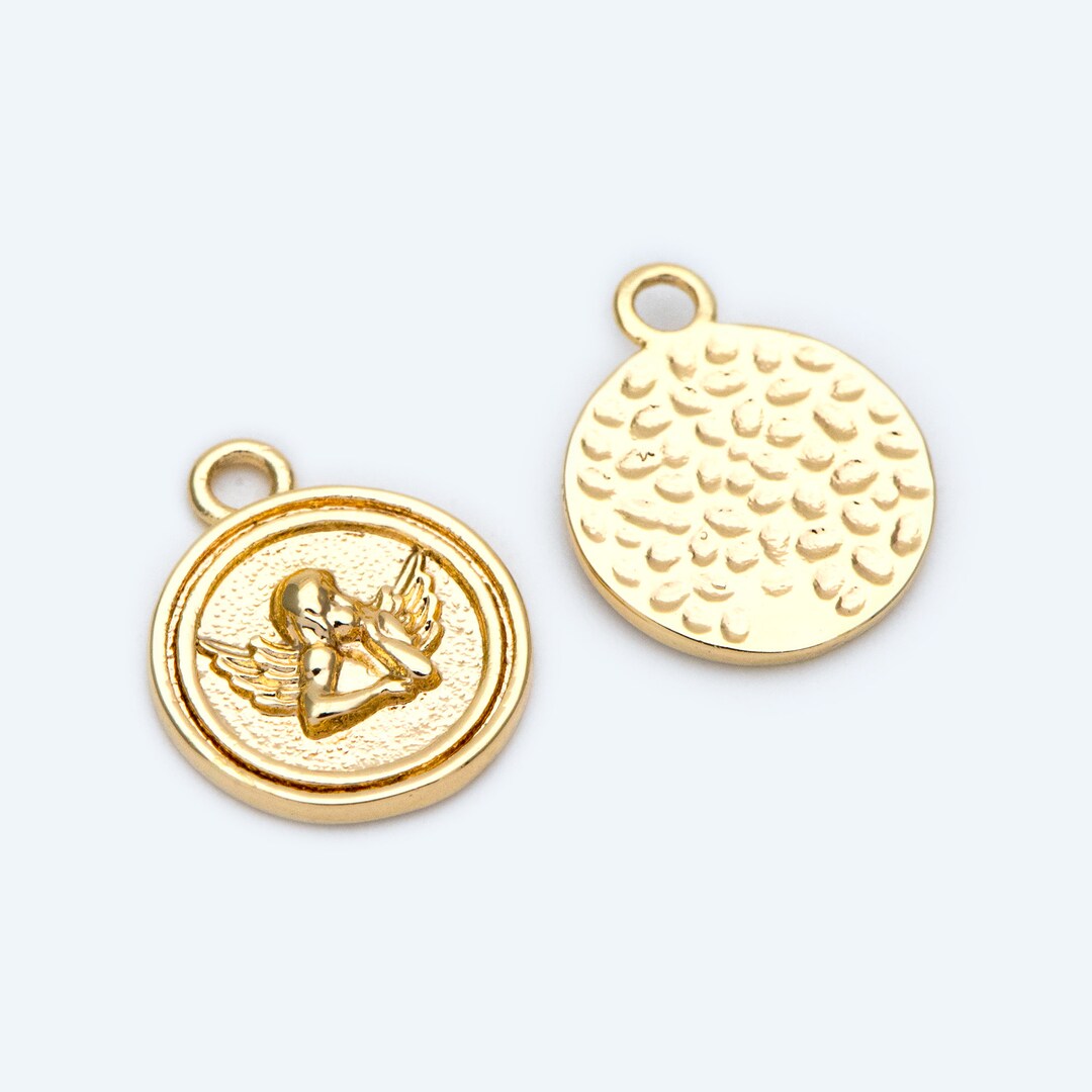 10pcs Baby Angel Coin Pendant 12mm 18K Gold Plated Brass - Etsy