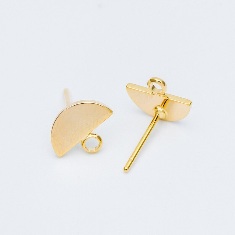 10pcs Gold Semi-circle Ear Posts 10x8mm Gold Plated Brass | Etsy