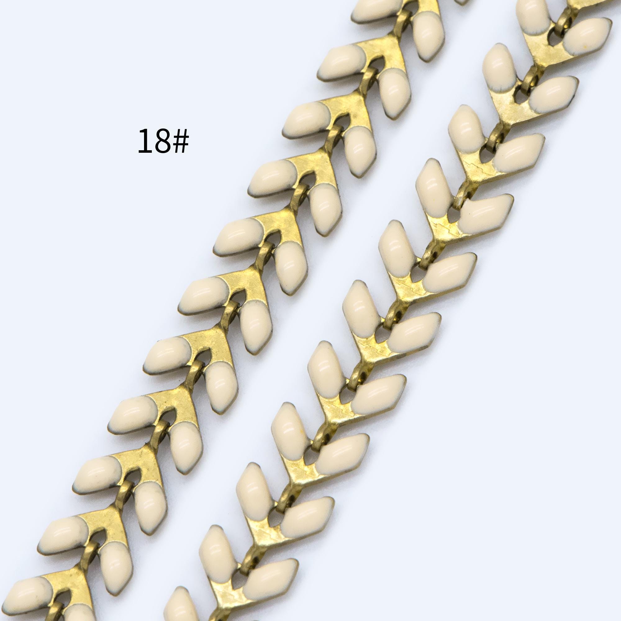Mint Green Enamel Brass Arrow Chain 6mm, Flat Chevron Chain ...