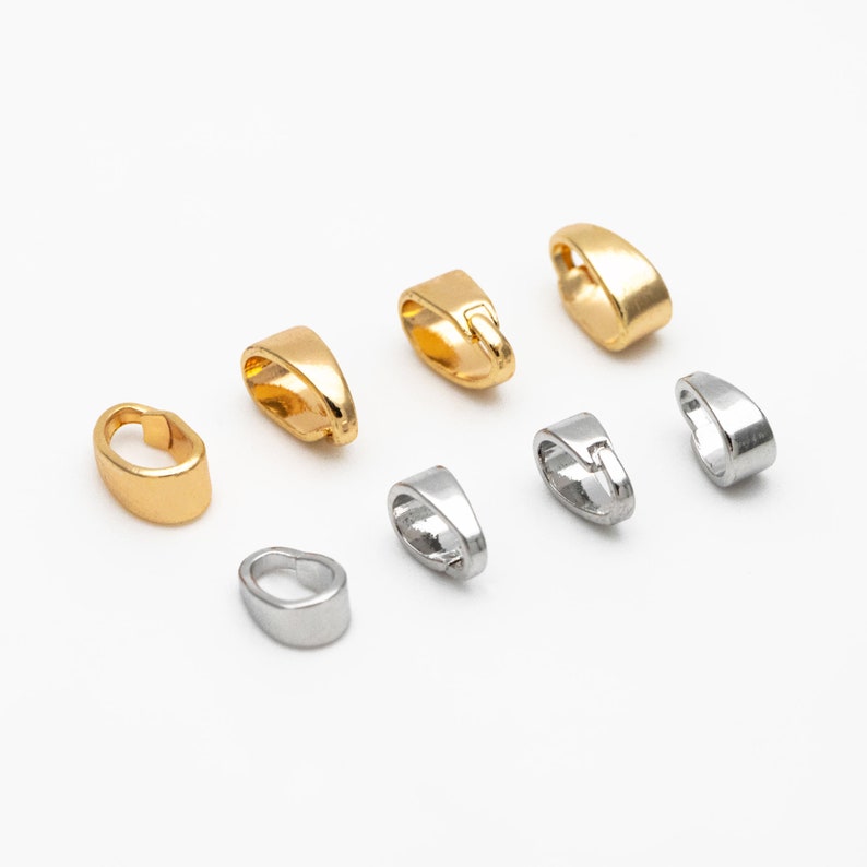 10pcs Gold/ Silver Snap Bail, Gold/ Rhodium Plated Bail, Gold Locket ...