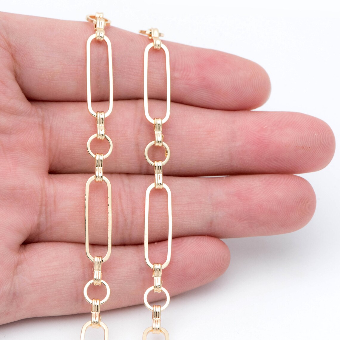 Long Oval Chains 6mm 18K Gold Plated Brass Geometric Chain | Etsy