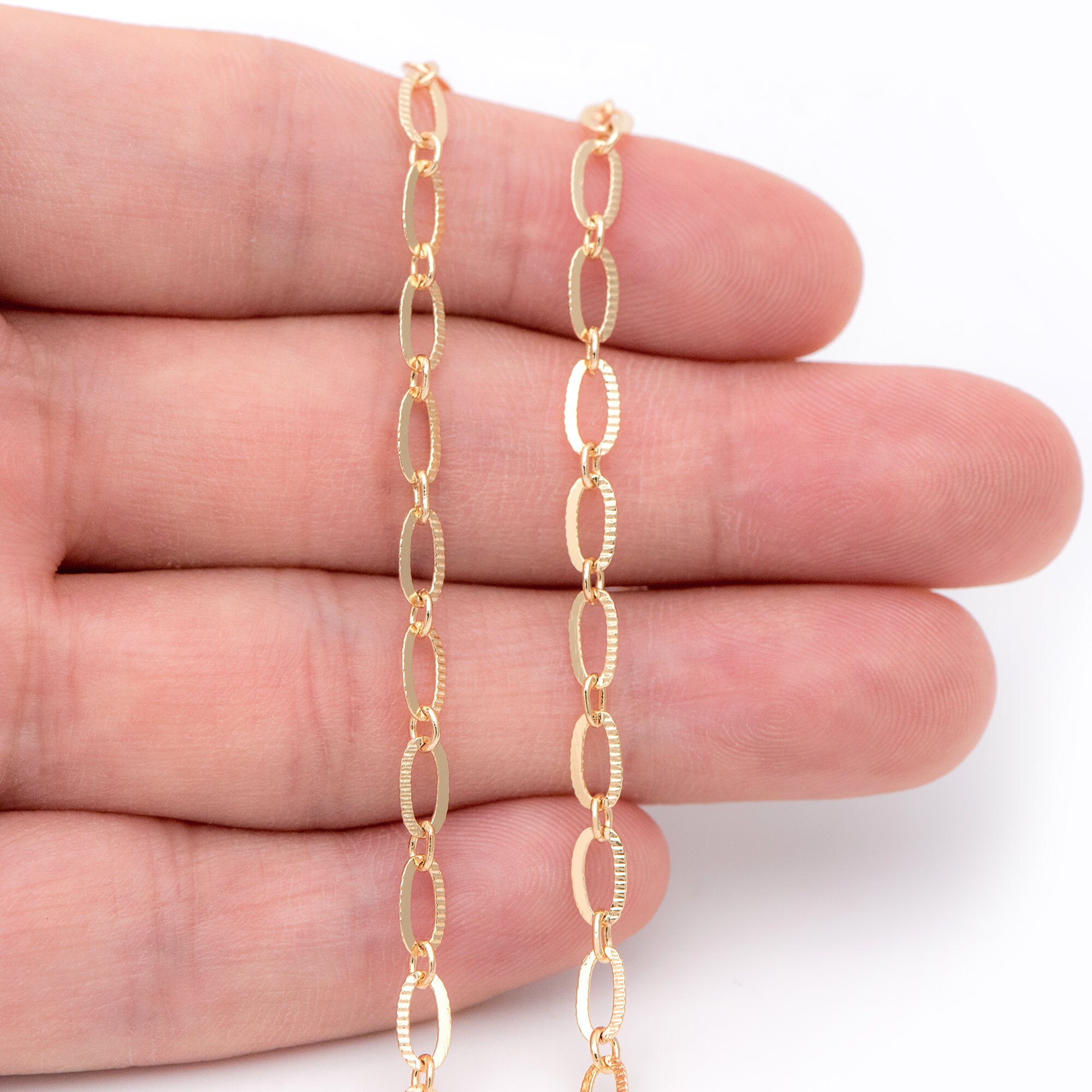 Flat Oval Cable Chains 3.7x6mm, 18K Gold Plated on Brass, Craft DIY ...