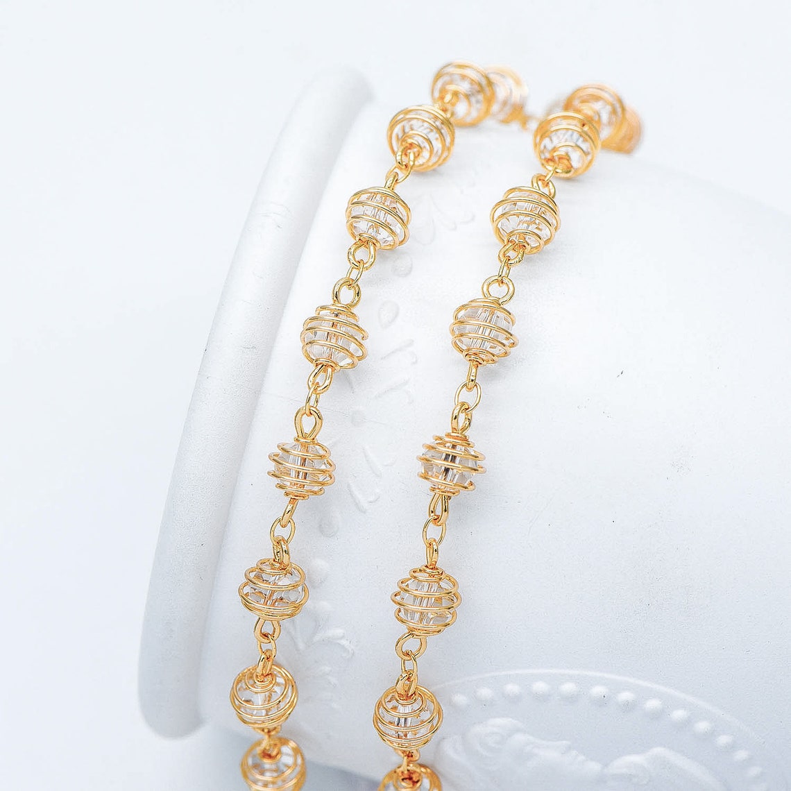 Gold Crystal Bead Chain 7.5mm Glass Rondelle Beaded Chain | Etsy