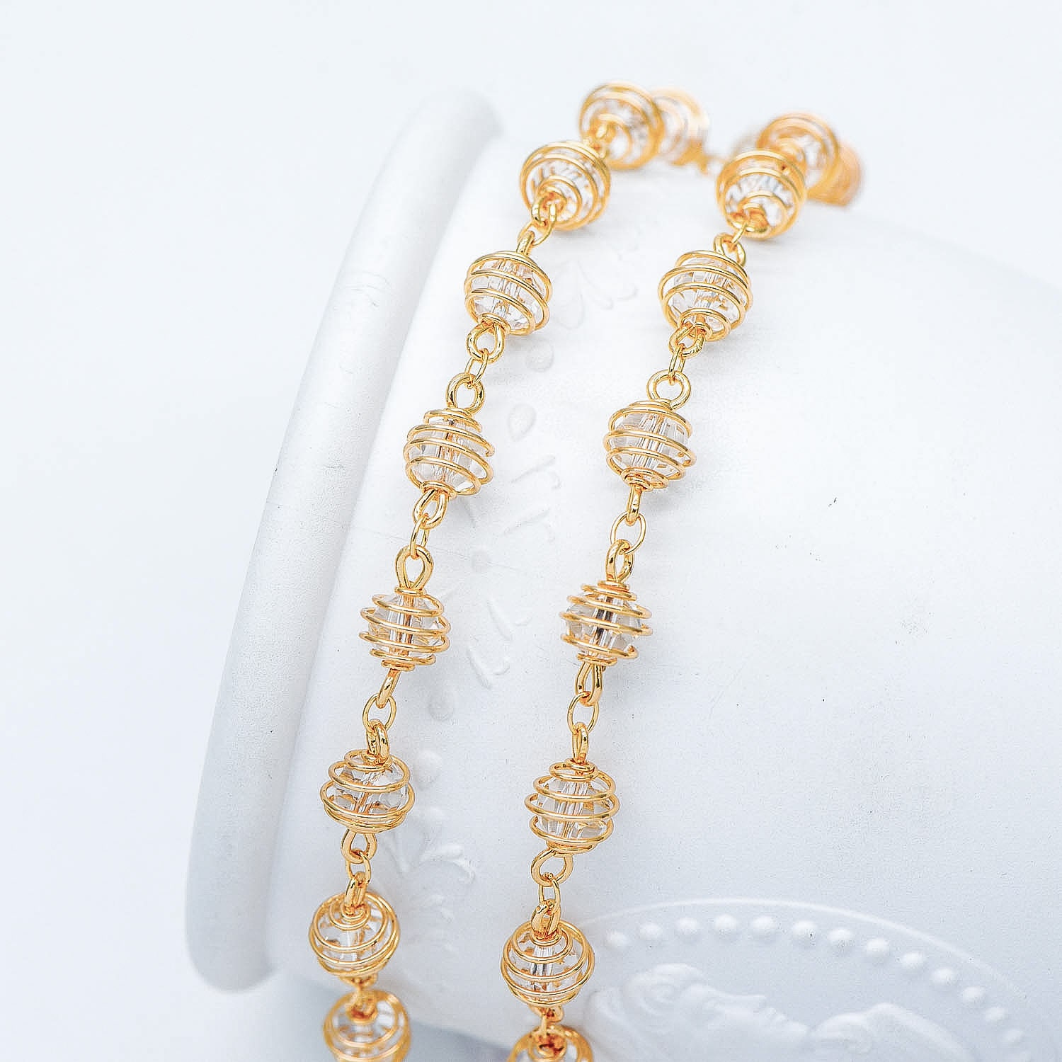 Gold Crystal Bead Chain 7.5mm Glass Rondelle Beaded Chain | Etsy