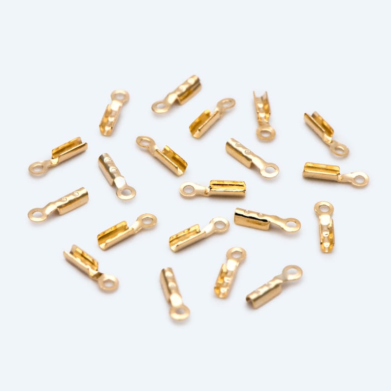 20pcs Tiny Chain End Caps Gold Chain Crimps to Finish 1mm or - Etsy