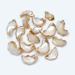 10pcs Natural Shell Charms, Gold Plated Shell Pendants, Natural Unique ...