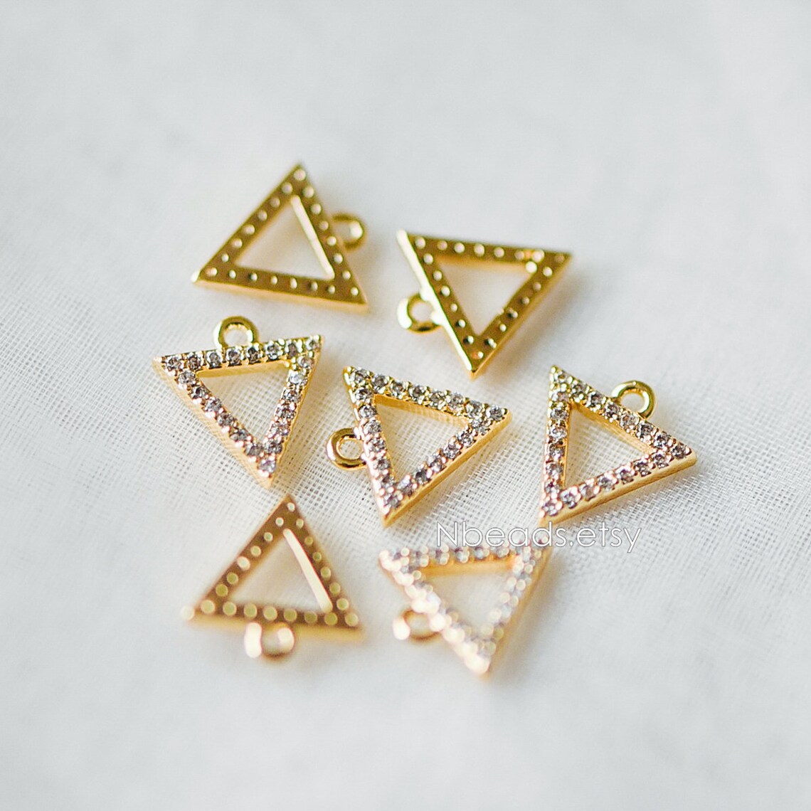 4pcs Micro Pave Gold Triangle Charms 10mm Cubic Zirconia | Etsy