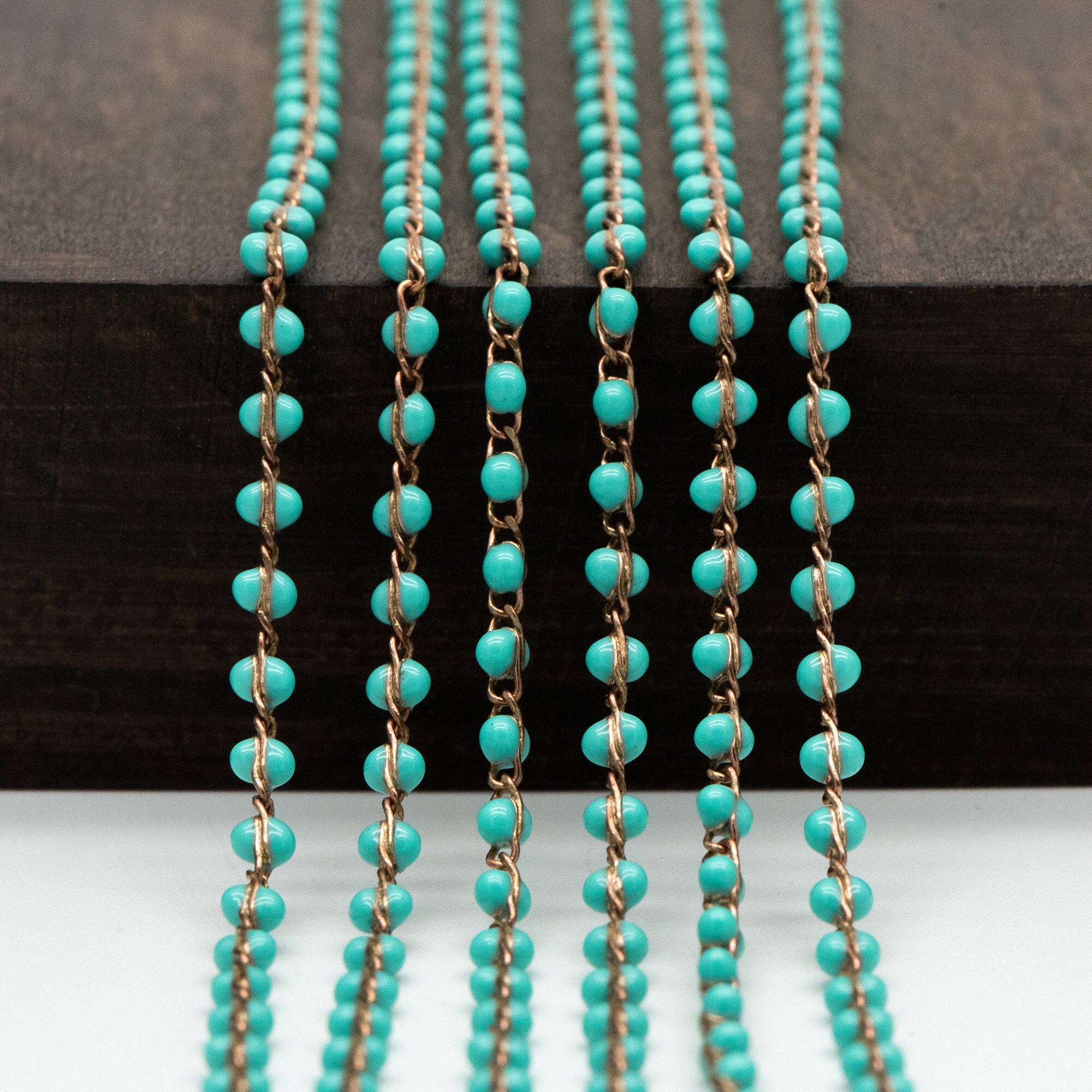 Green Enamel Brass Chain 2.5mm Thin Unplated Brass Designer | Etsy