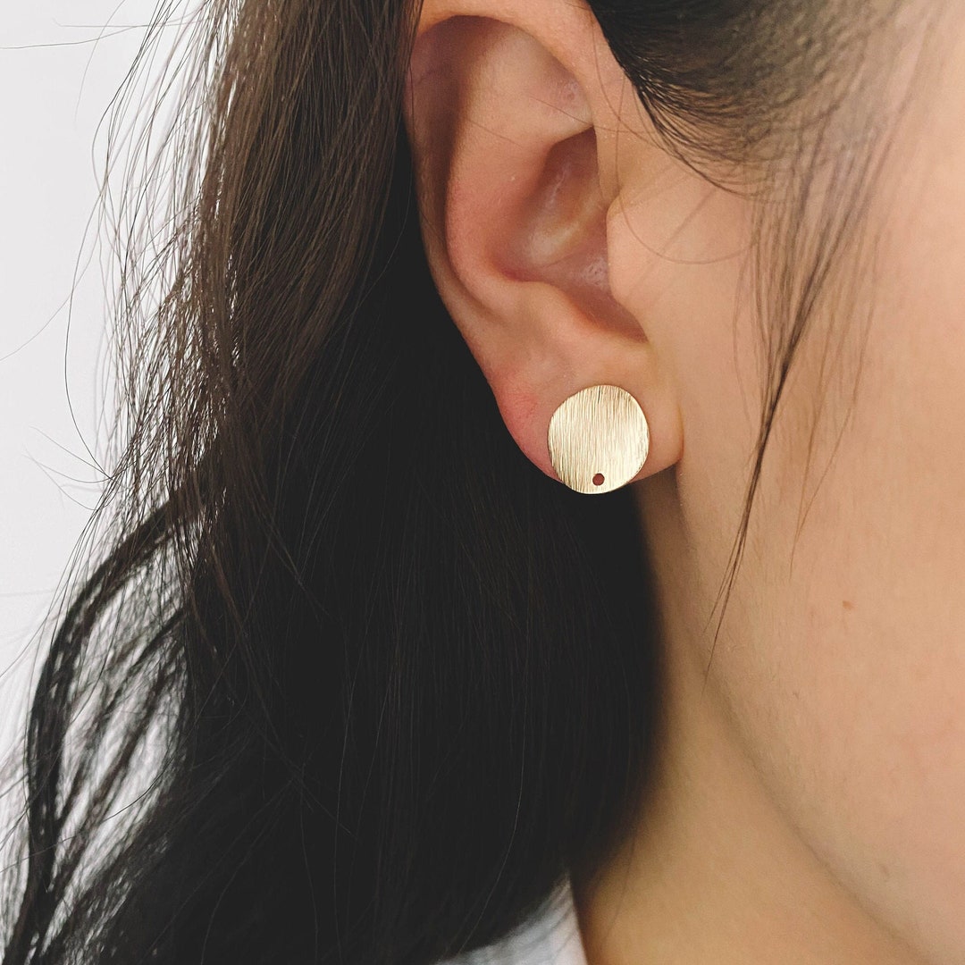 10pcs Brushed Gold Disc Ear Posts 12/ 15mm 18K Gold Plated - Etsy