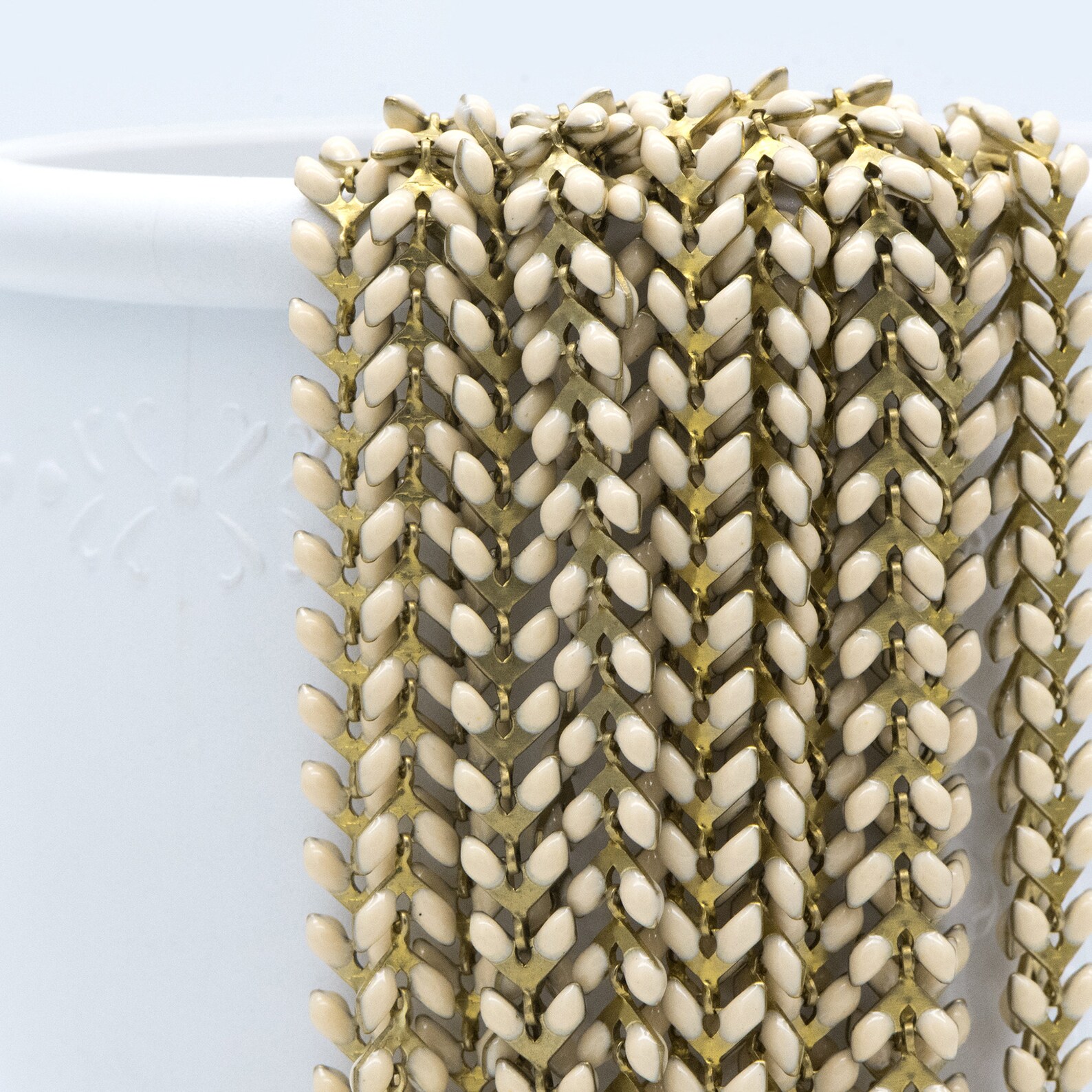 Cream Enamel Brass Arrow Chain 6mm Flat Chevron Chain - Etsy