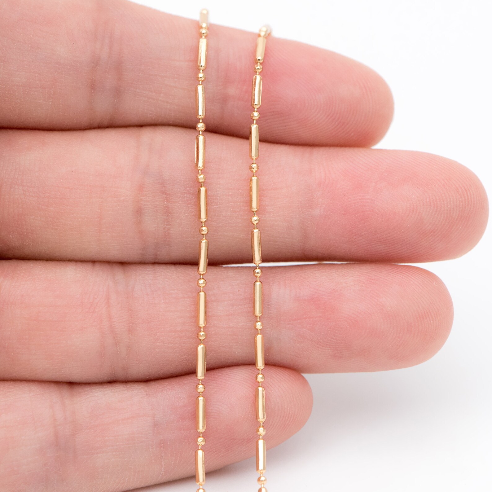 Gold Bar and Ball Chains 1.3mm DIY Necklace Chain Wholesale | Etsy
