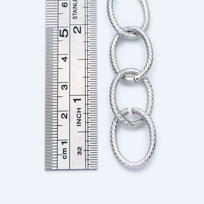 Silver tone Large Cable Chains Oval Link 15x20mm White K | Etsy