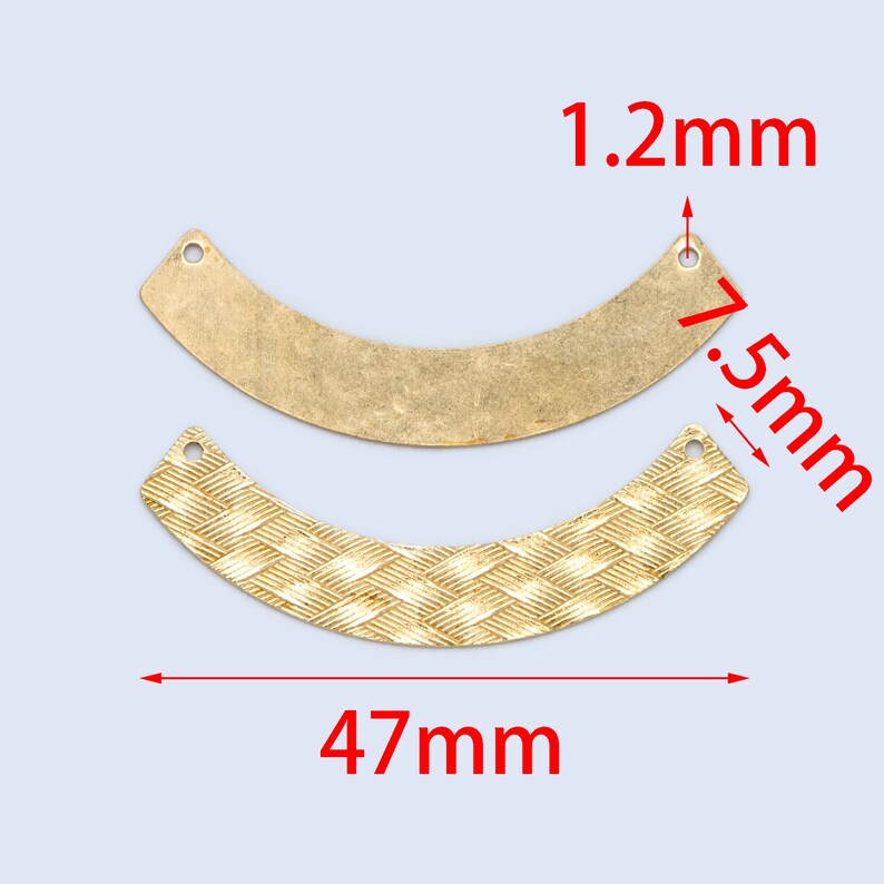 10pcs Raw Brass Curved Bar Connectors 47mm, Solid Brass Charm Pendants ...