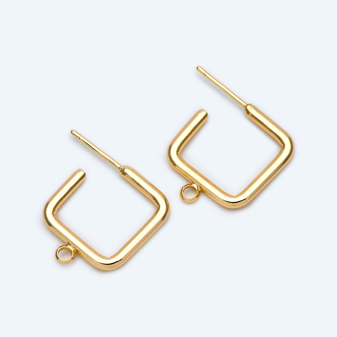 10pcs Gold Square Ear Posts 19x21mm 18K Real Gold Plated | Etsy