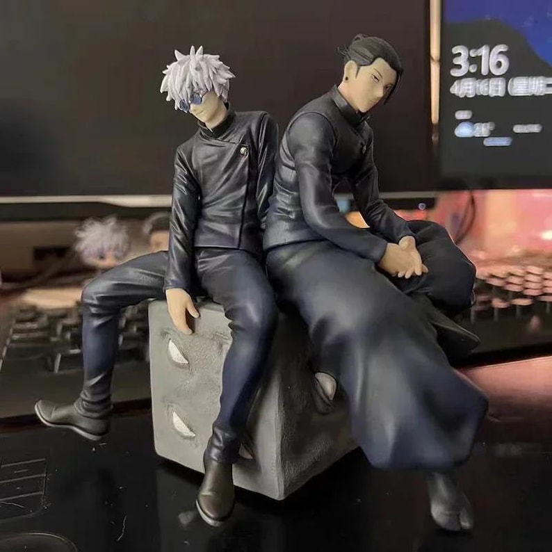 Satoru Gojo Statue Jujutsu Kaisen Figure Geto Suguru Sitting Posture ...