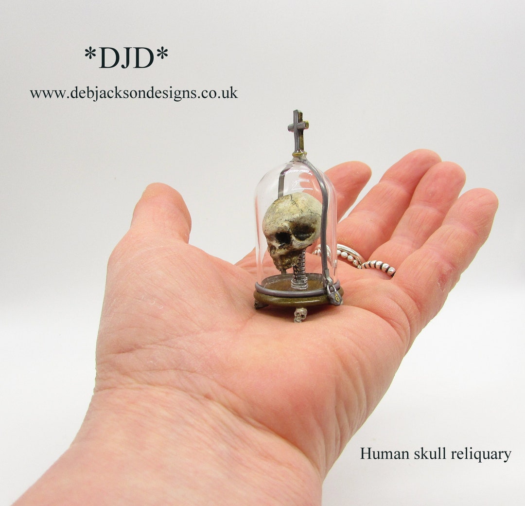 From *DJD* ,12th Scale Human Skull Reliquary - Etsy