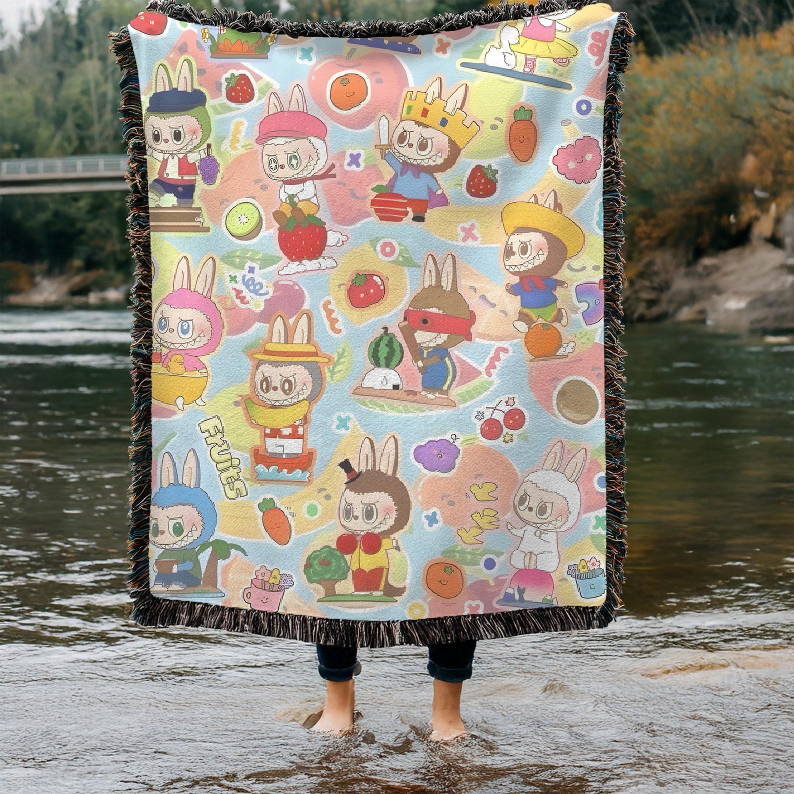 Labubu Tapestry Woven Fan Blanket Merch Housewarming Gift for ...