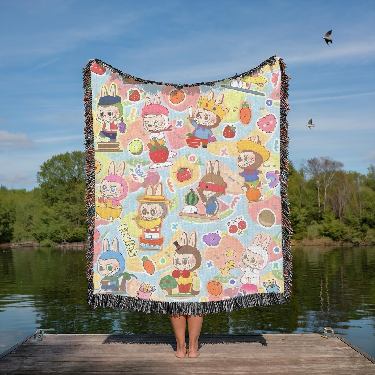 Labubu Tapestry Woven Fan Blanket Merch Housewarming Gift for ...