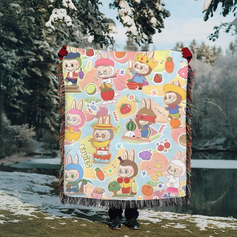 Labubu Tapestry Woven Fan Blanket Merch Housewarming Gift for ...