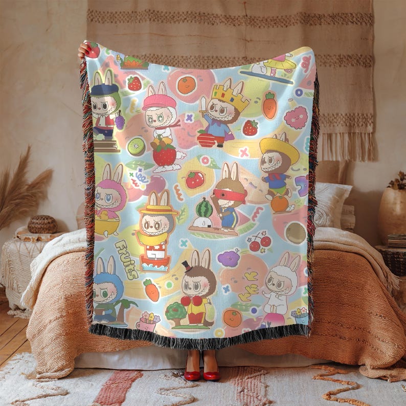 Labubu Tapestry Woven Fan Blanket Merch Housewarming Gift for ...