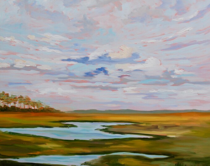 Square 30 X 30 South Carolina Kiawah Island Modern Impressionist Marsh ...