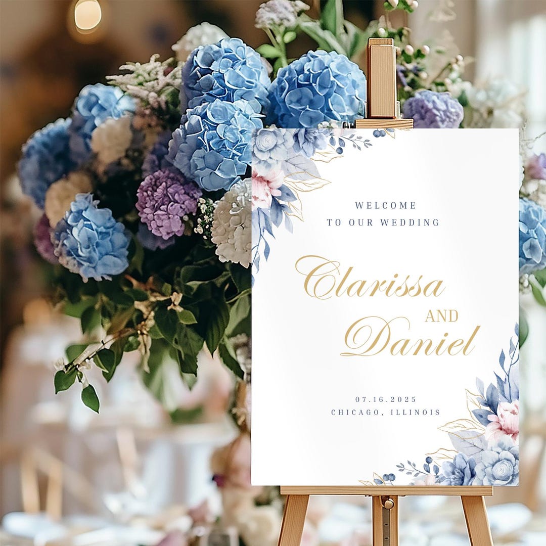 Floral Wedding Sign, Floral Welcome Poster, Editable Wedding Welcome ...