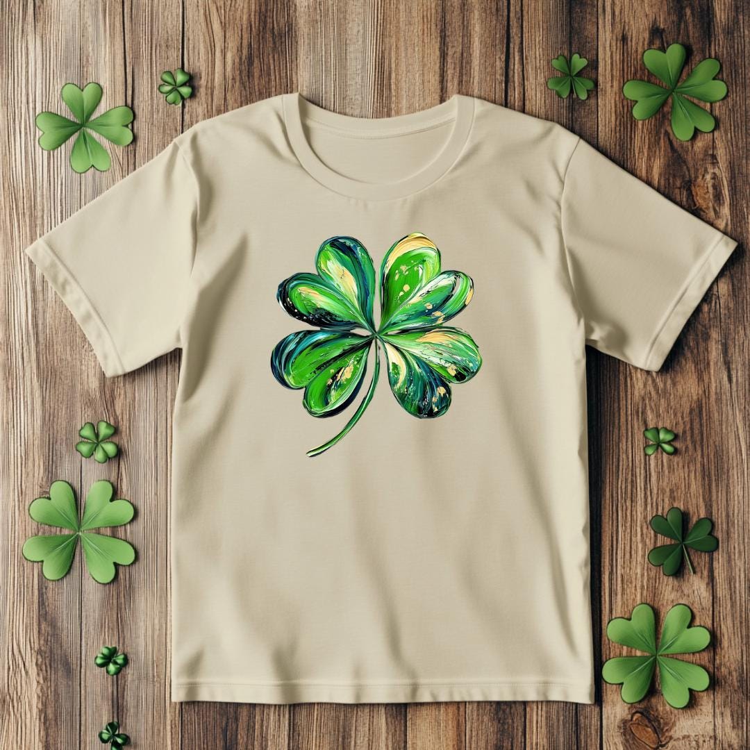 Four Leaf Clover T-shirt, Colorful Clover Shirt, Painted Shamrock, St ...