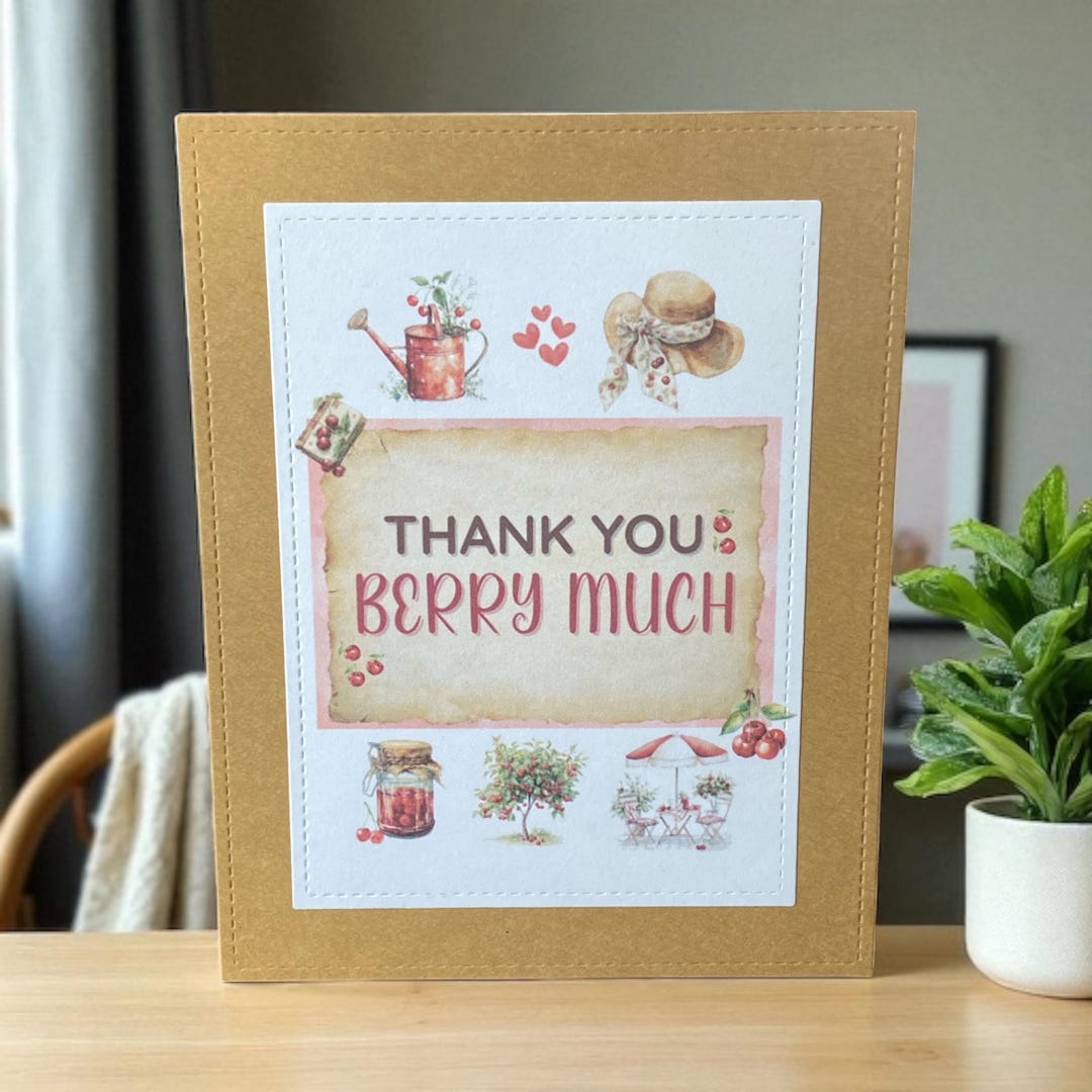 Berry Thank You Card – Handmade Pun Card With Rustic Garden Theme - Etsy