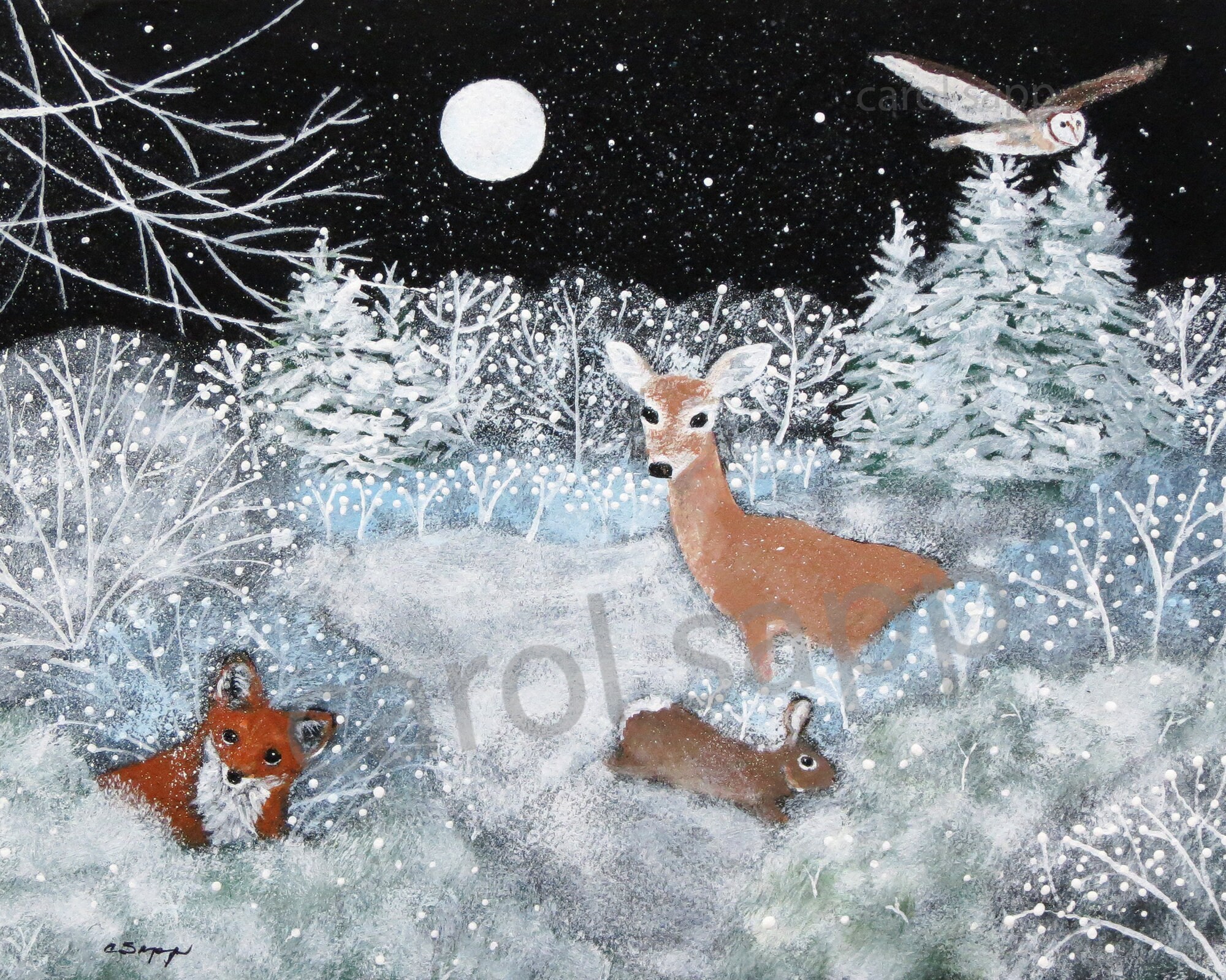 Winter Painting-print of Original Acrylic Painting-landscape Painting ...