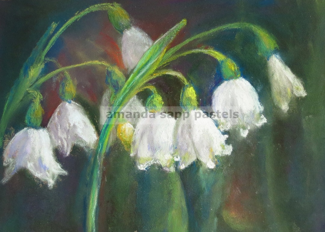 Snowdrops Painting-flower Painting-flower Art-pastel Painting-snowdrops ...