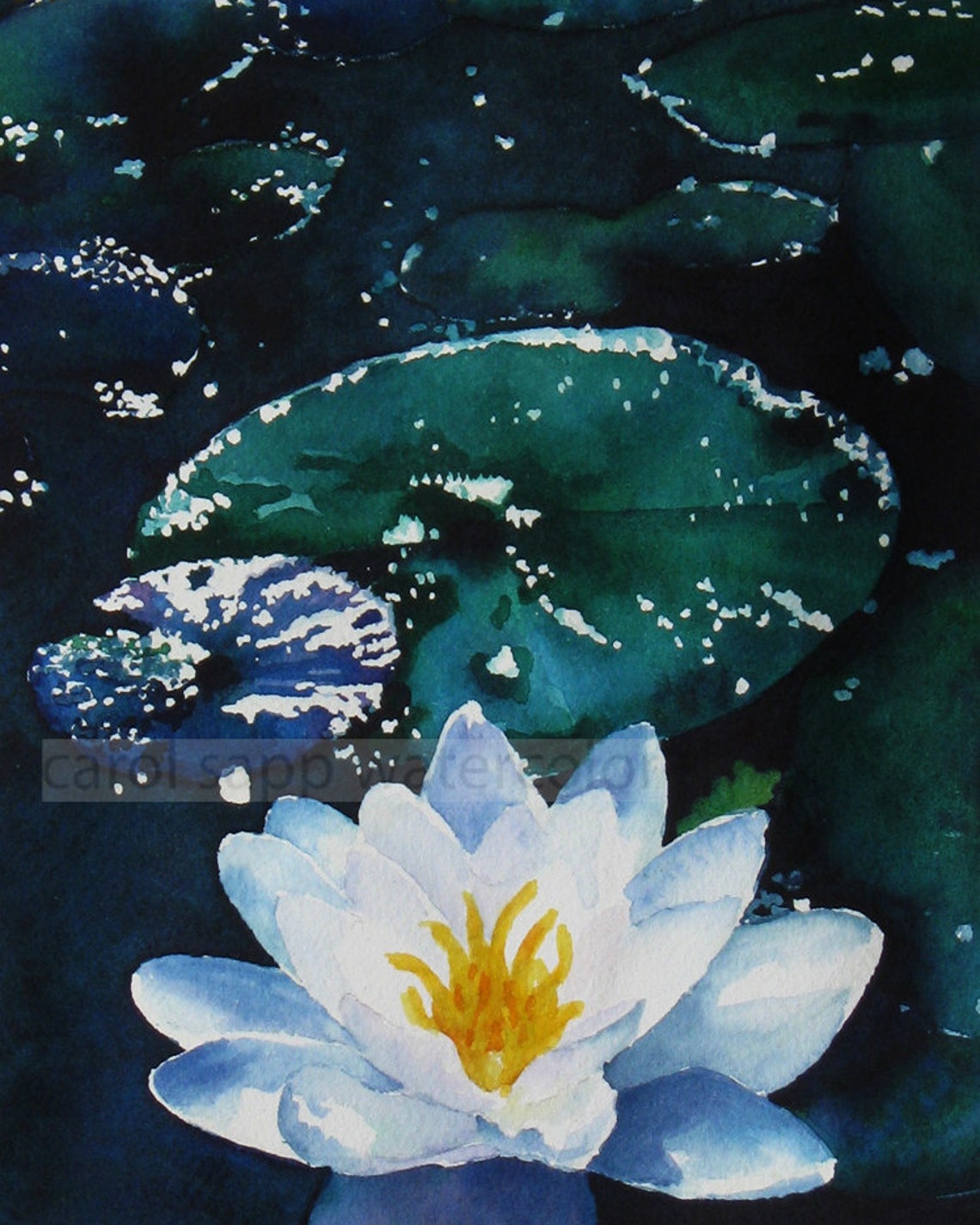 Water Lily Painting-moonlight Painting-waterlily Art-waterlily - Etsy ...