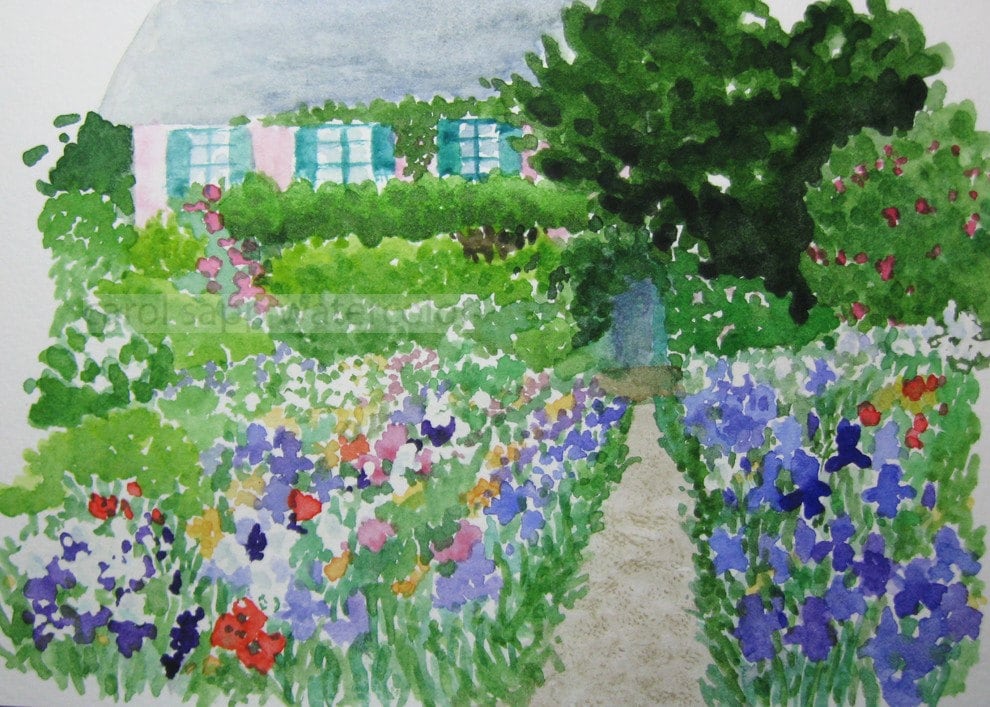 Monet's Garden Watercolor-garden Painting-giverny Watercolor-giverny ...
