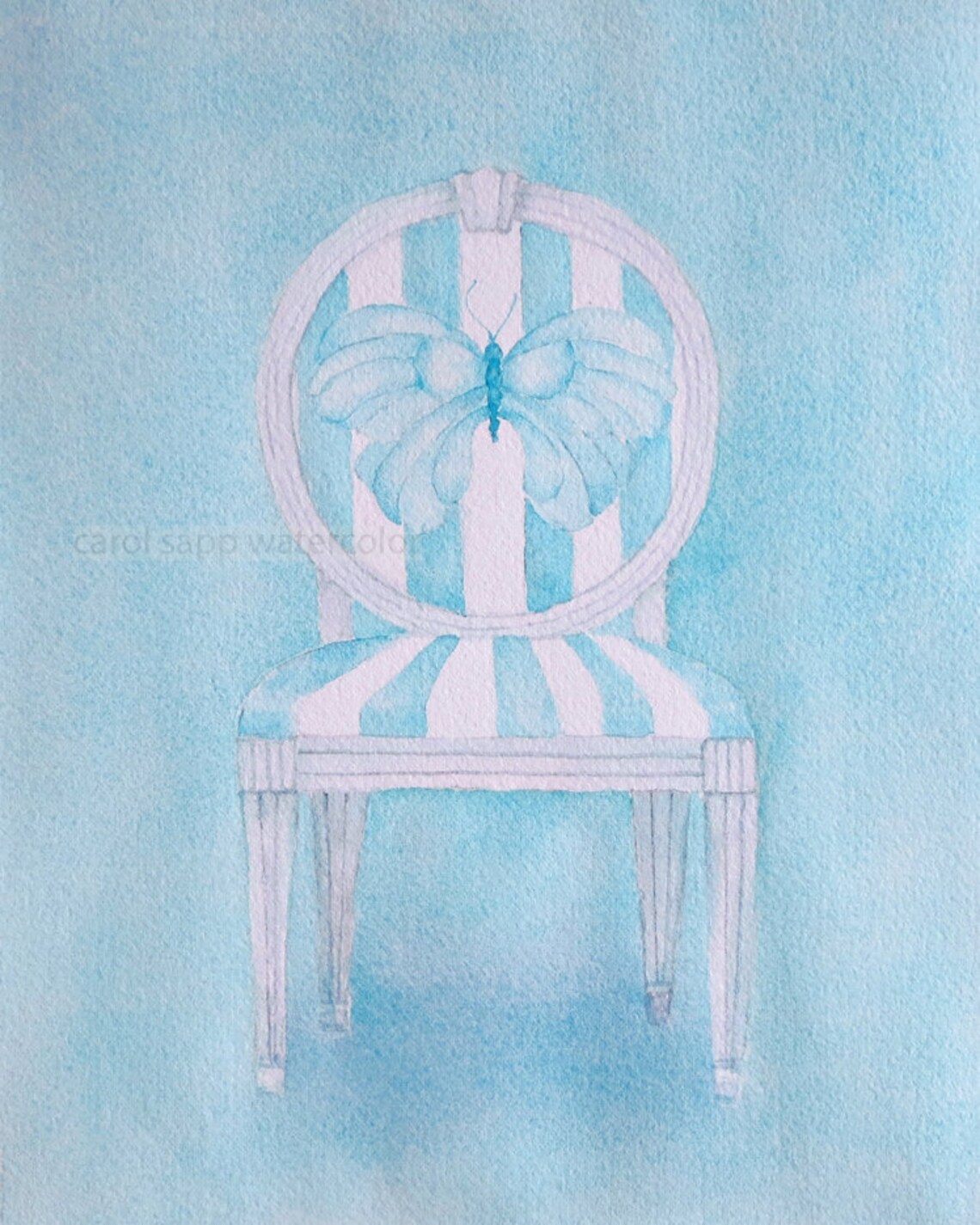 Watercolor Butterfly French Chair Print of Original - Etsy