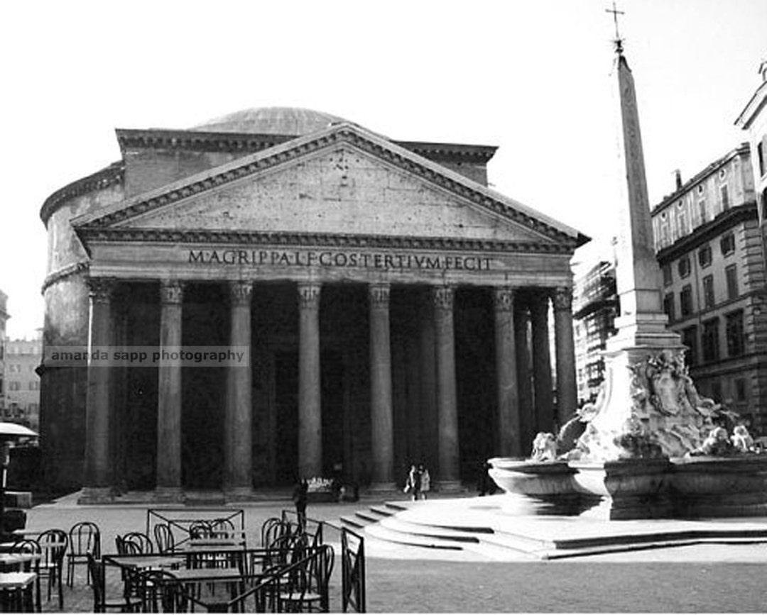 Pantheon Rome Italy Black and White Photograph - Etsy