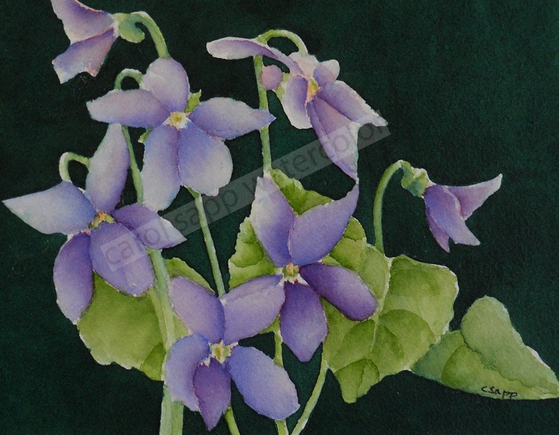 Violets Watercolor-violet Painting-violets Art-flower Painting-flower ...