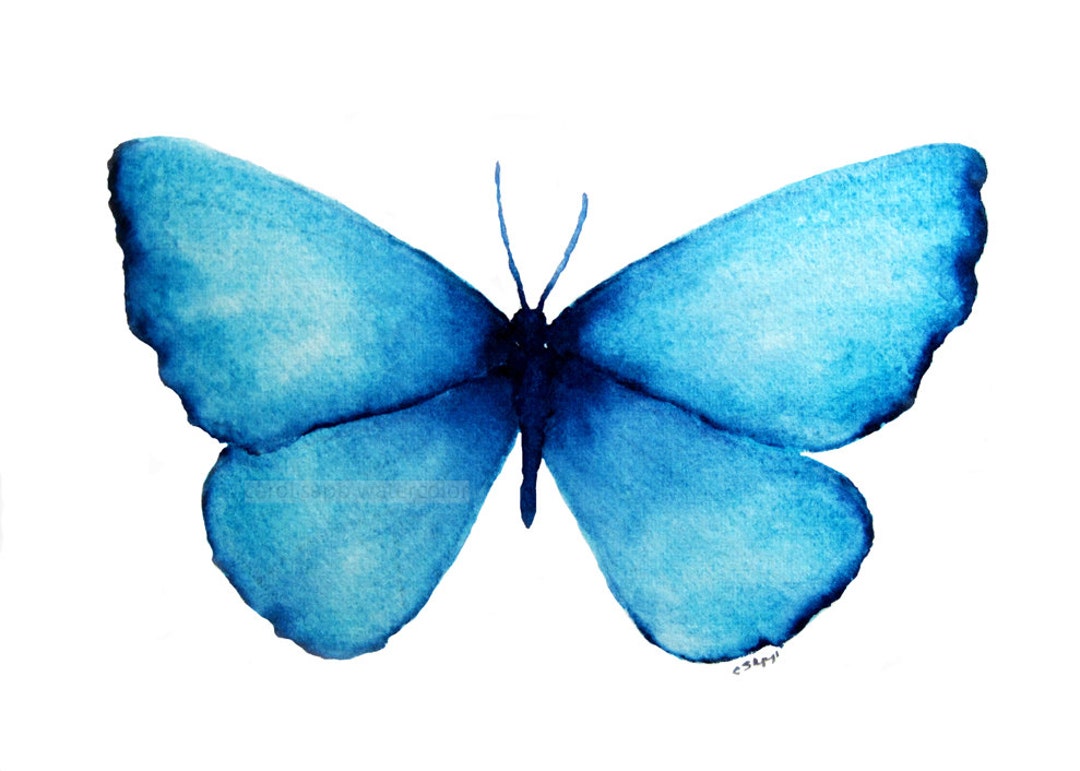 Blue Butterfly Watercolor-butterfly Painting-butterfly Art-archival ...