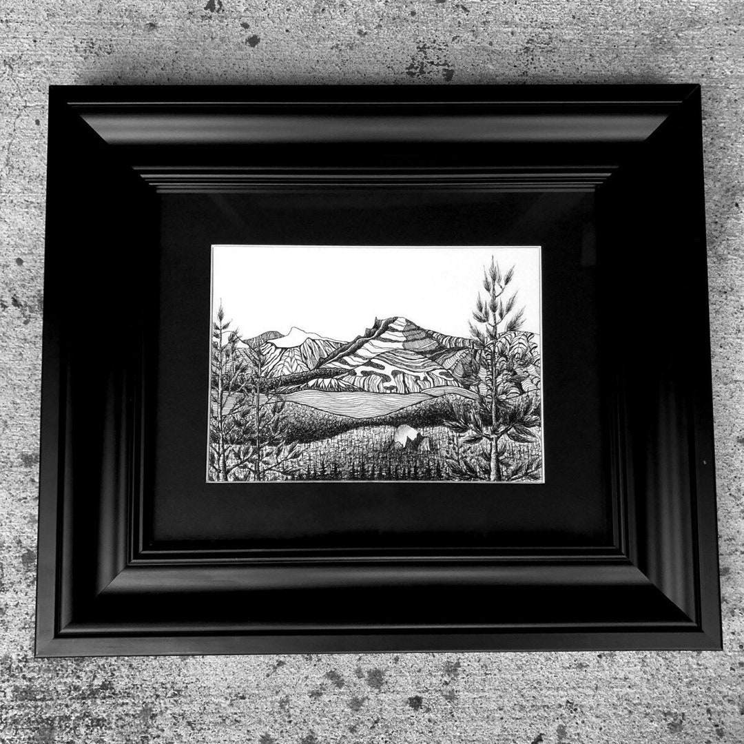 Pikes Peak Art Print – Colorado Rocky Mountain Pen & Ink Landscape (5 ...