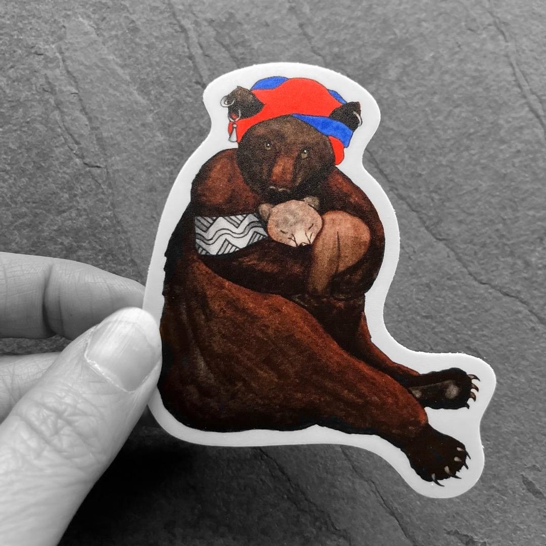 Cherokee Father Bear Vinyl Sticker - Native American Art - Etsy