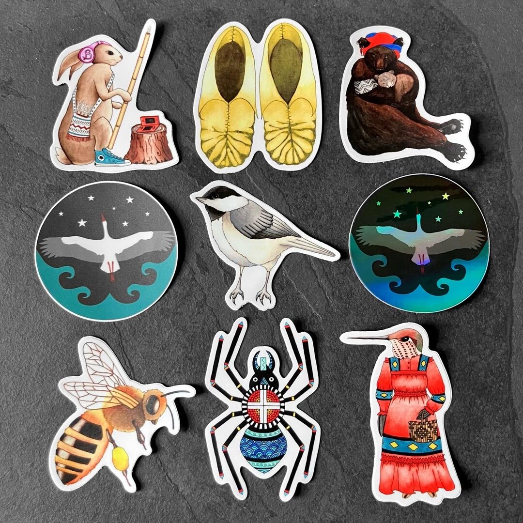 Cherokee Artist Vinyl Sticker Pack – Heron, Bear, Rabbit, Bee ...