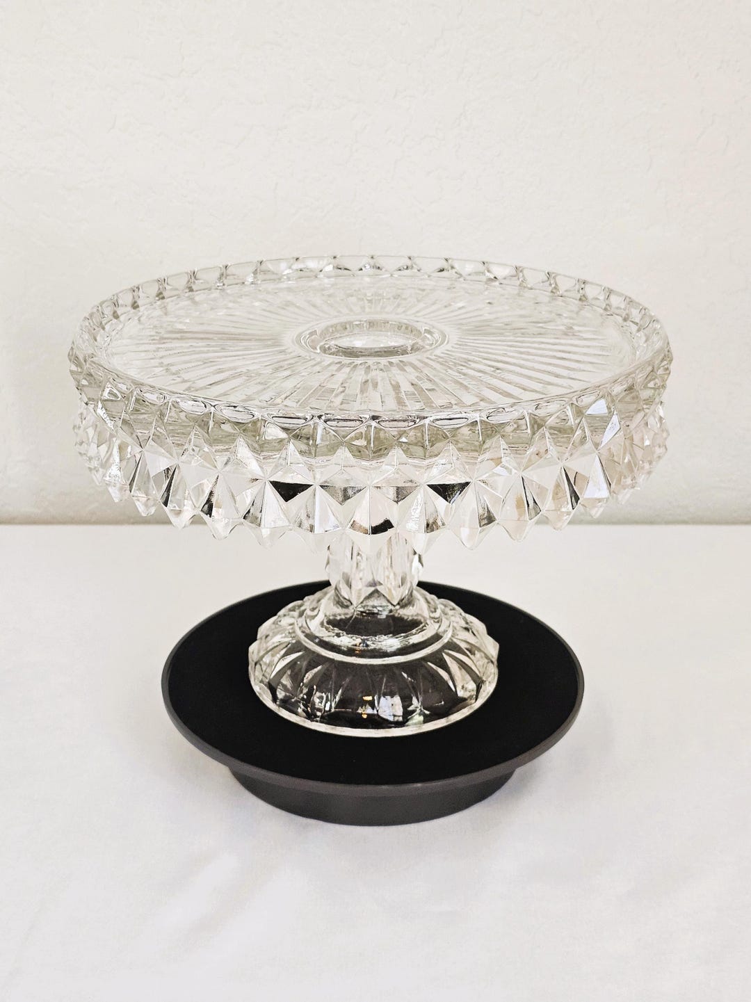 VERY RARE Model Flint Glass Company Cake Stand (salver) With Rum Well ...