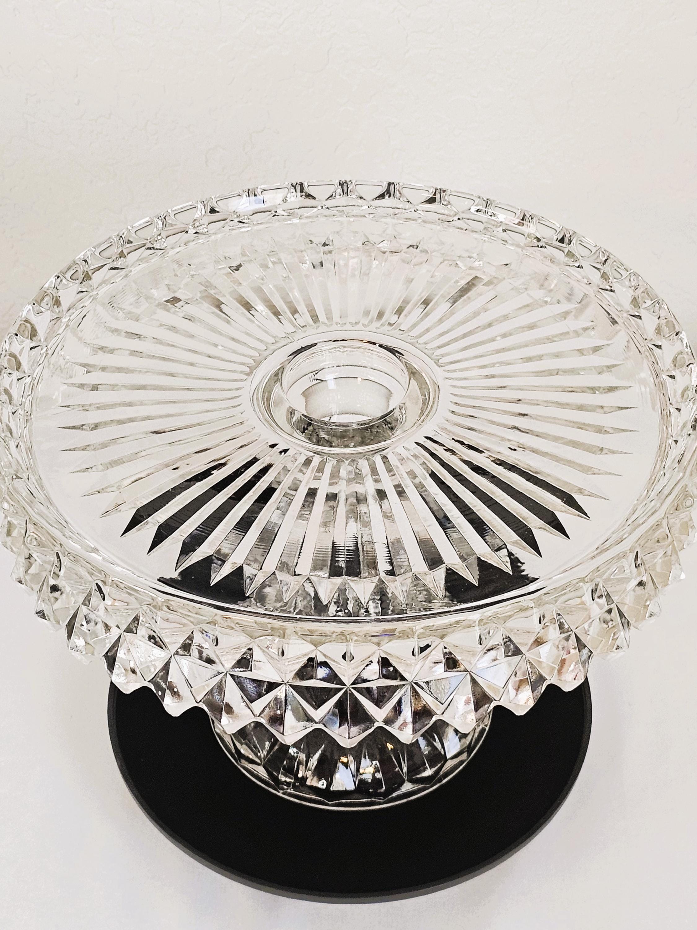 VERY RARE Model Flint Glass Company Cake Stand (salver) With Rum Well ...