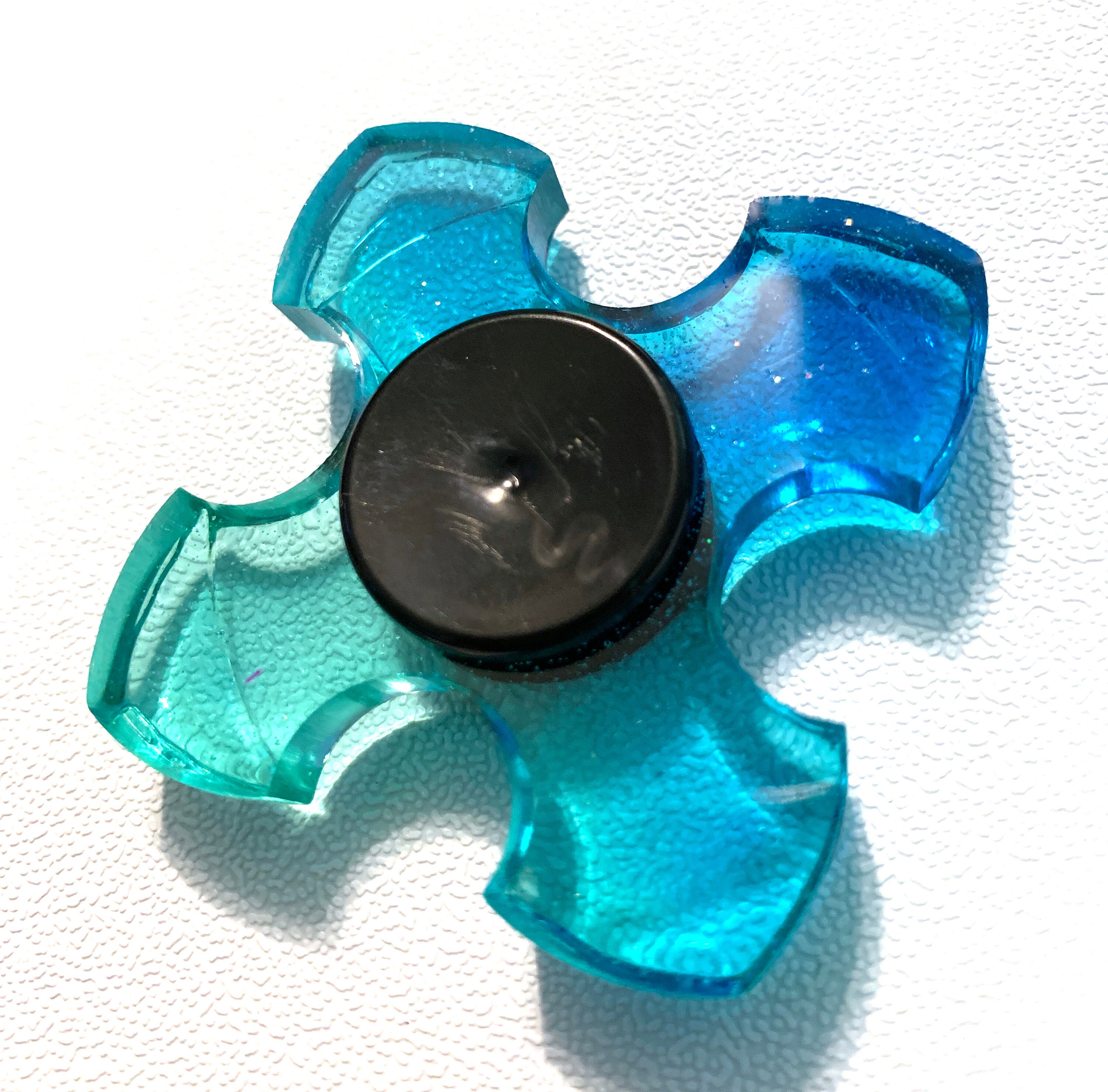 Glittery Blue Green X Style Fidget Spinner Adult Child Stress Anxiety ...