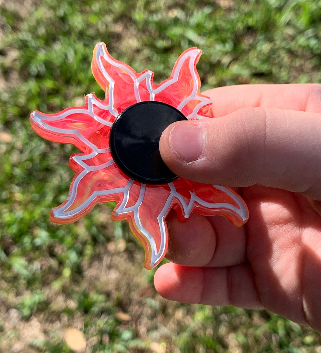 Neon Peach and Yellow Sun Fidget Spinner Adult Child Stress Anxiety ...