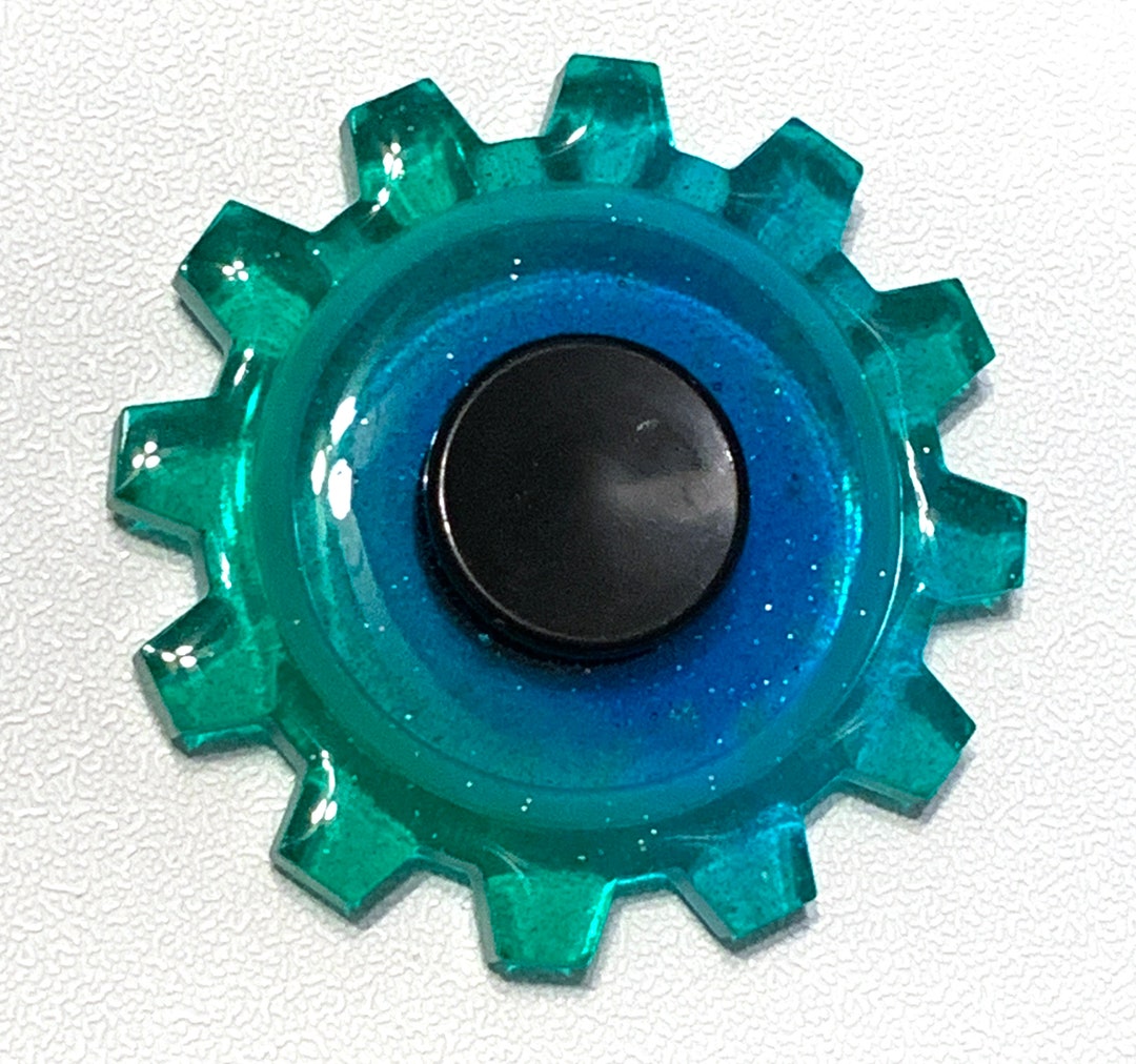 Blue Green Gear Shaped Fidget Spinner Adult Child Stress Relief Anxiety ...